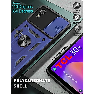 Guzhthi for TCL 30Z Phone Case: TCL30Z / TCL 30 Z / T602DL / 30 LE Cell Back Cover with Screen Protector - Blue Sj