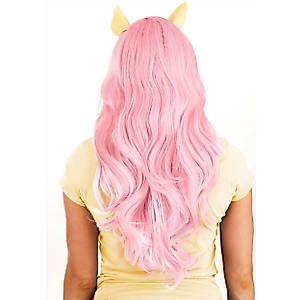 Fun Costumes Women's My Little Pony Fluttershy Wig Long Wavy Hair | Officially Licensed Pink Fluttershy Pony