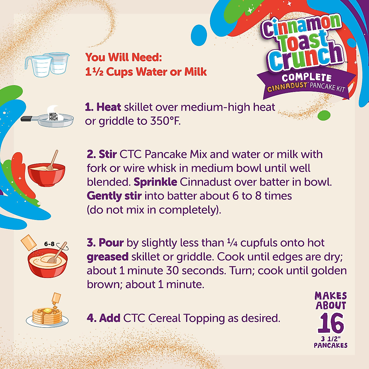 Betty Crocker Cinnamon Toast Crunch Pancake Kit, Baking Mix, 15.6 oz.