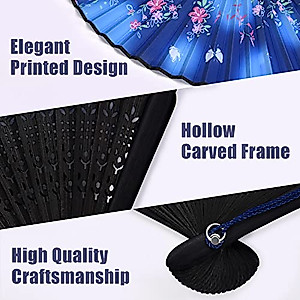 WEARXI Hand Held Fan, 4 PCS Hand Fans for Women Foldable, 8.3" Silk Folding Fan with Bamboo Frames, Chinese Japenese Paper Hand Fan Foldable for Cosplay, Dancing, Party, Wedding, Home Decoration
