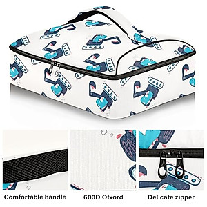 White Blue Trucks Insulated Casserole Carrier for Hot or Cold Food Carrier Container Insulated Cooler Bag Thermal Food Warmer Delivery Bag for Parties Buffet Fits 11"x15" Baking Dish