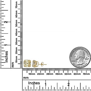 AVORA 10K Yellow Gold 8mm Asscher Cut Citrine Yellow Simulated Diamond CZ Stud Earrings