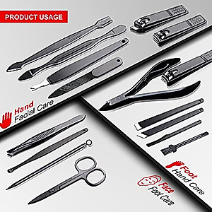 AROPEEN 16Pcs Nail Kit,Manicure Set Professional with PU Leather Case Nail Clipper Set Stainless Steel Pedicure Set,Nail Clippers Scissors for Men/Women