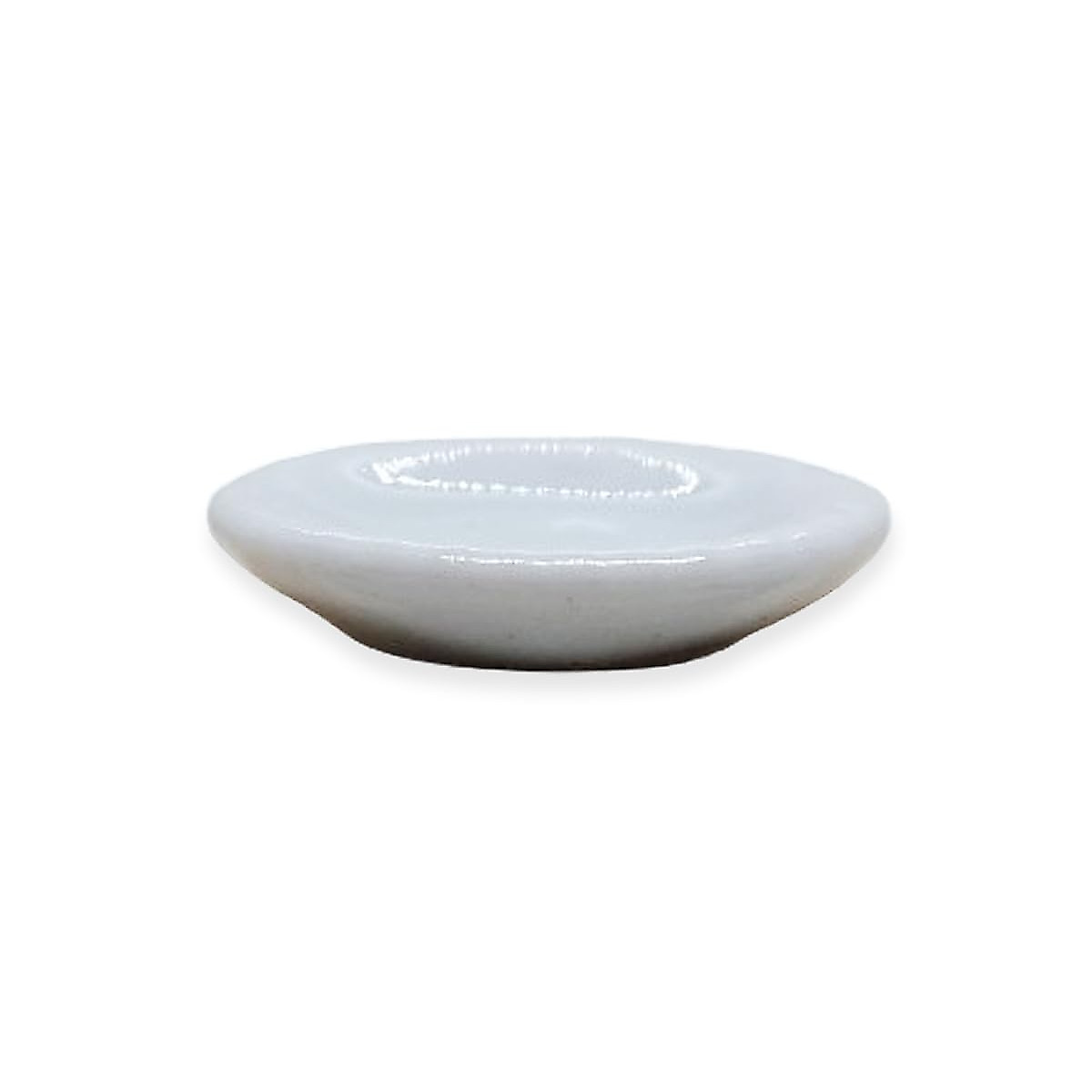 ChangThai Design Very Tiny ⅝ Inch Diameter White Round Ceramic Plate 10 Pieces Set - Miniature Tableware Tray Bowl Crockery Cutlery Kitchenware Handmade Mini Porcelain Decorative Collectible Gifts