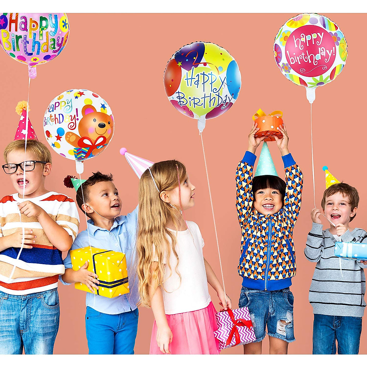 30 Pcs Happy Birthday Floating Balloons helium Foil Balloons Aluminum Foil Globe Balloons 18 Inches Party for Birthday Party Decoration, 10 Patterns