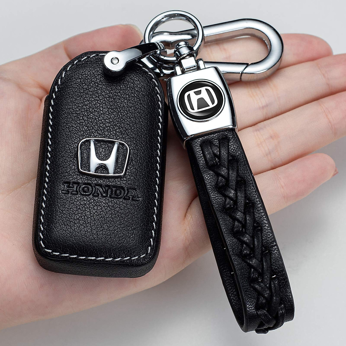 LUMZAG Car Key Cover Key case Replacement for Honda 2019 2018 2017 2016 2015 2014 2013 Honda Accord Civic Crosstour CR-Z CR-V Fit HR-V Odyssey Pilot Key fob Cover case, jdbyps-A(Black)