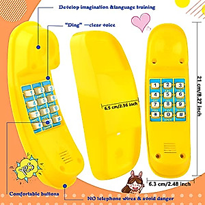 Haconba 2 Pack Swingset Phone Toys Playground Swing Set Telephone Plastic Pretend Play Telephone with Numeric Key for Kids Outdoor Playground Treehouse Accessories (Yellow, Red)
