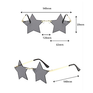 ENTHYI Rimless Star shape Sunglasses Personality Sun Glasses for women/men Party glasses personality pentagram eyewears (Dark blue)