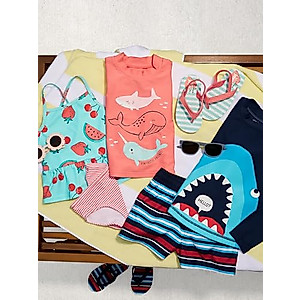 Simple Joys by Carter's Girls' 3-Piece Assorted Rashguard Sets, Orange Sea Life/Red Fruit/Stripe, 18 Months