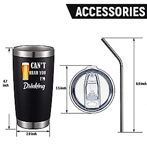 20 oz Insulated Tumblers with Lid & Straw Drinking Cups |Double Wall Stainless Steel Vacuum Coffee Wine Tumbler Funny Mug | Unique Christmas Gifts Stocking Stuffer for Adult(Black)