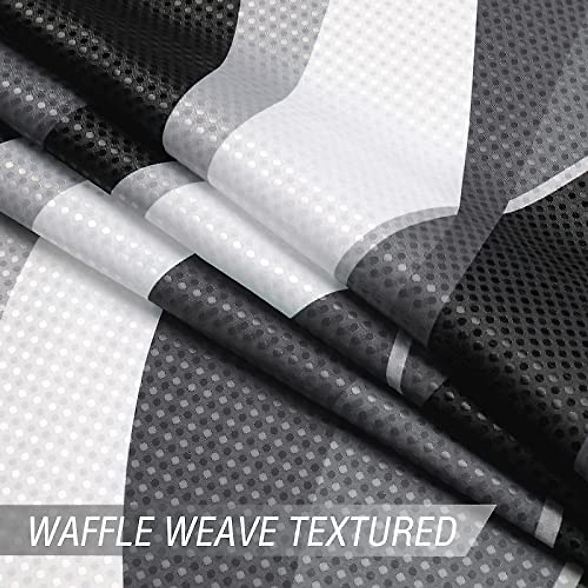 Gibelle Black and Grey Shower Curtain, Gray and White Abstract Modern Bathroom Decor, Waffle Weave Textured Fabric Shower Curtain Set with Hooks, 72x72