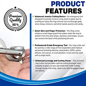 HEARTWELL Ring Cutter Tool and Band Remover, Stainless Steel Metal Cutting Blade and Finger Guard Protection, Emergency, Police, EMT, Fire Rescue, and Jeweler Device