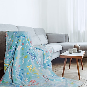 FORESTAR Glow in The Dark Blanket for Girls Boys, Halloween Christmas Birthday Gifts for Kids, Soft Warm Furry Throw Blanket, 50"×60"