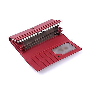 SXGJQ Genuine Leather Wallet for Women Coin Purse Female Long Clutch Phone Red Wallets (Color : Red)