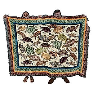 Pure Country Weavers Turtles Blanket by Elena Vladykina - Garden Floral Gift Tapestry Throw Woven from Cotton - Made in The USA (72x54)