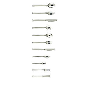 Fortessa Still 18/10 Stainless Steel Flatware Dessert/Oval Soup Spoon, Set of 12