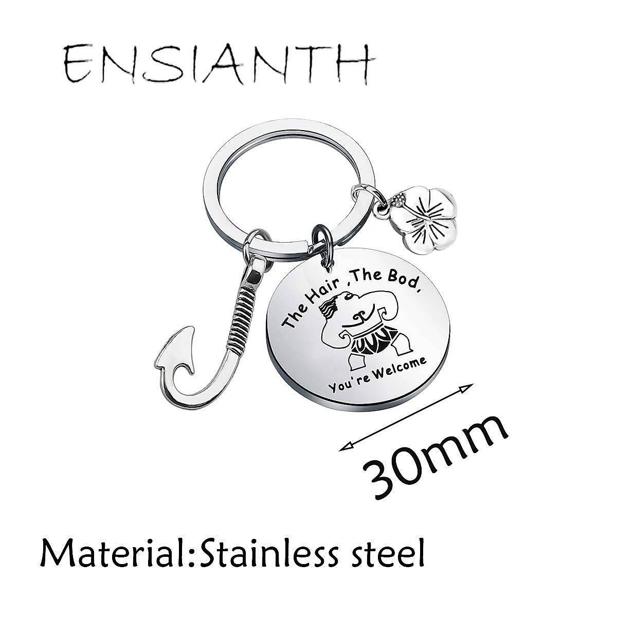 ENSIANTH Moana Inspired Gift The Hair The BOD You're Welcome Moana Keychain Hawaiian Gift (The Hair The Blood Keychain)