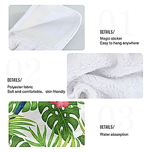 DJYQBFA Floral Bird Macaw Parrot Kitchen Towels Absorbent Hanging Kitchen Towels with Loop Set 2 Pcs Hanging Kitchen Towels for Bathroom Laundry Room Decor