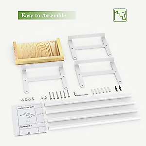 Anfeichen Towel Rack Wall Mounted, 2 Tier Bath Towel Storage Holder with Wooden Shelf, Metal Towel Rack for Small Bathroom Organizer, White