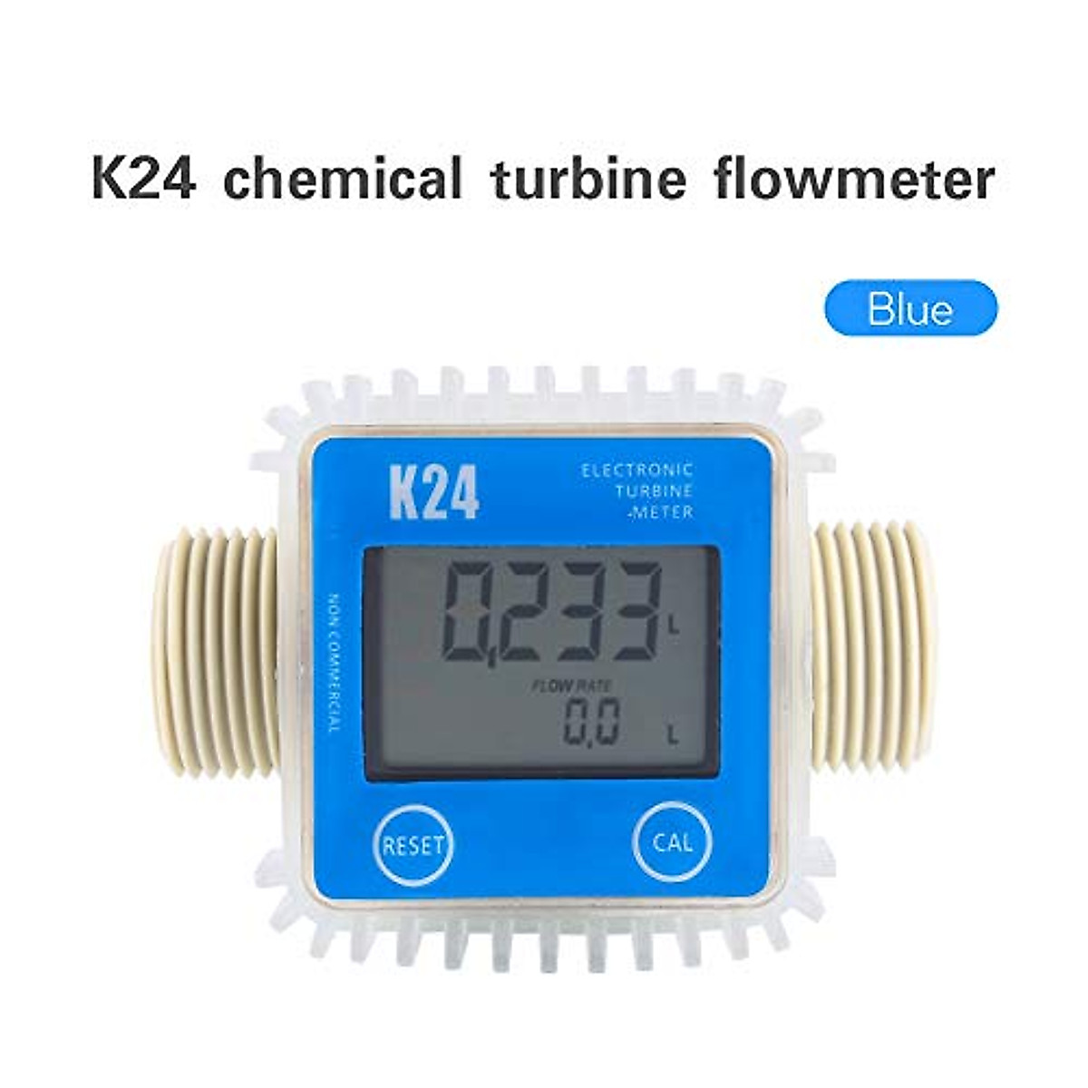 Fuel Meter K24 Turbine Digital Fuel Flowmeter with LCD Display for Chemicals Liquid Water Blue