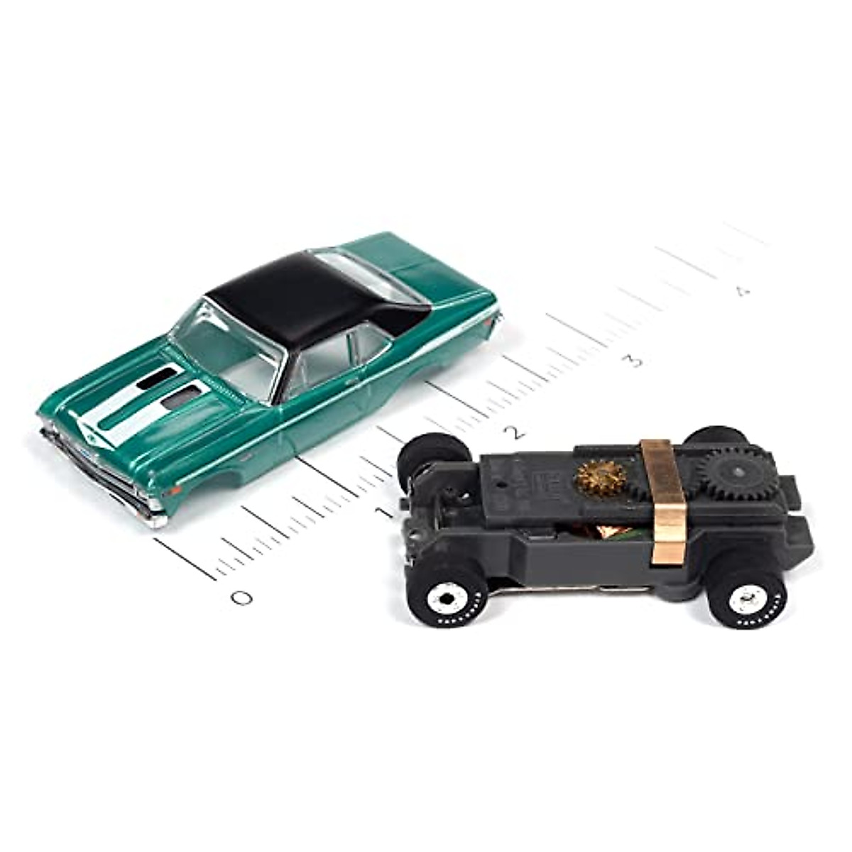 Auto World Thunderjet OK Used Cars 1969 Chevrolet Nova SS (Green) HO Scale Slot Car