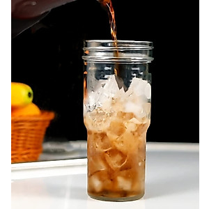 ASANMEYO 2 Pcs 24 oz Glass Cups With Bamboo Lids and Straws & 2 Airtight Lids, Reusable Smoothie Cup Mason Jar Drinking Glasses Iced Coffee Cups Glass Tumbler for Bubble Tea, Juice, Gift