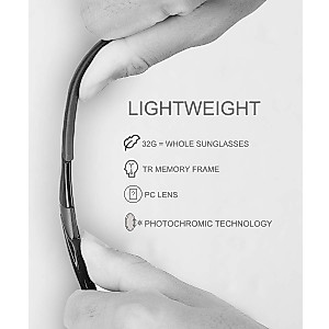 ROCKBROS Photochromic Sunglasses for Men Women Sports Cycling Glasses UV Protection Windproof Bike Glasses for Running