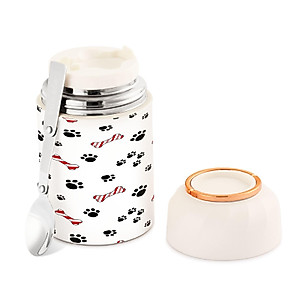 CUPADA Christmas Dog Paw Food Jar for Hot and Cold, Insulated Food Jars Vacuum 17OZ with Folding Spoon for Work Trip Picnic Camping