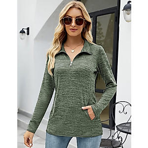 AKEWEI Womens Sweatshirt Hoodies Casual Zip up Hoodie Jacket with Pockets Army Green XL