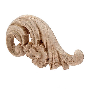 MUXSAM 2-Pair Rose Carved Wood Appliques Onlay, 8.5x5x1cm/3.35x1.97x0.39inch, Door Decorative Excellent Funiture Decal Sticker for Cabinet Drawer Window Dresser