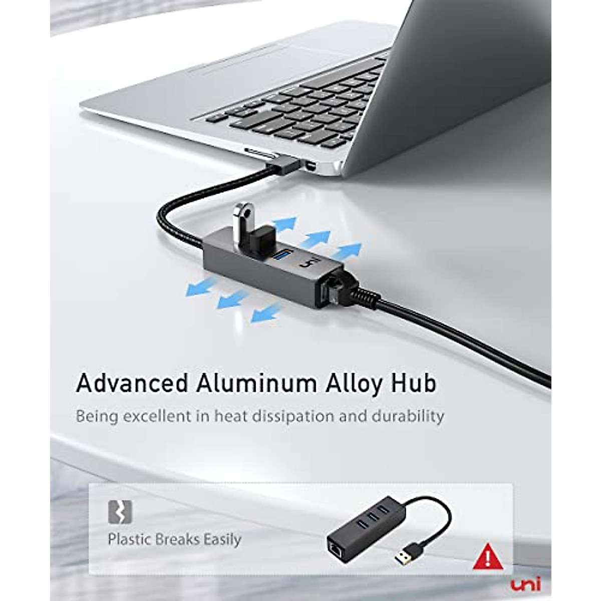 USB-A to Gigabit Ethernet Adapter with 3 USB 3.0 Hub