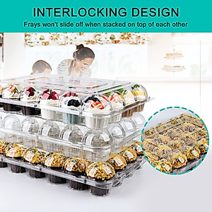 3unshine 24 Count Cupcake Containers, Set of 12 Plastic Cupcake Boxes Bulk, 24 Compartment Cupcake Holder with Detachable Lid,Disposable Muffin Carrier