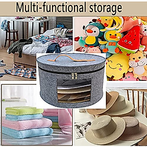 Yofuhope Cowboy Hat Box Organizer,Hat Boxes for Women & Men Storage, Hat Box for Travel, Foldable Round Hats Cap Organizer with Dustproof Lid,Stuffed Animal Toy Storage (Grey)