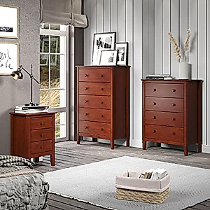ADEPTUS Wooden Dresser, 5, Pecan