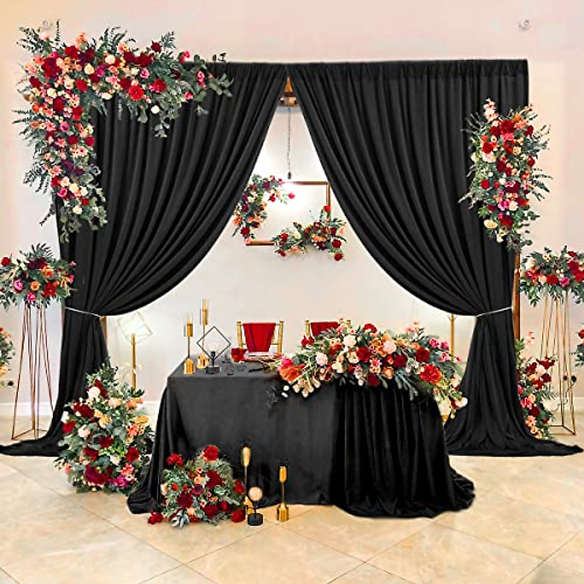 10x10 Black Backdrop Curtain for Parties Wrinkle Free Black Photo Curtains Backdrop Drapes Fabric Decoration for Birthday Party Wedding 5ft x 10ft,2 Panels
