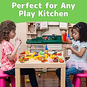 Jaxojoy 122 Piece Pretend Play Food Set for Kids - Toy Food for Kids Kitchen Set, Pretend Play Kitchen Food, Kids Kitchen Accessories Set