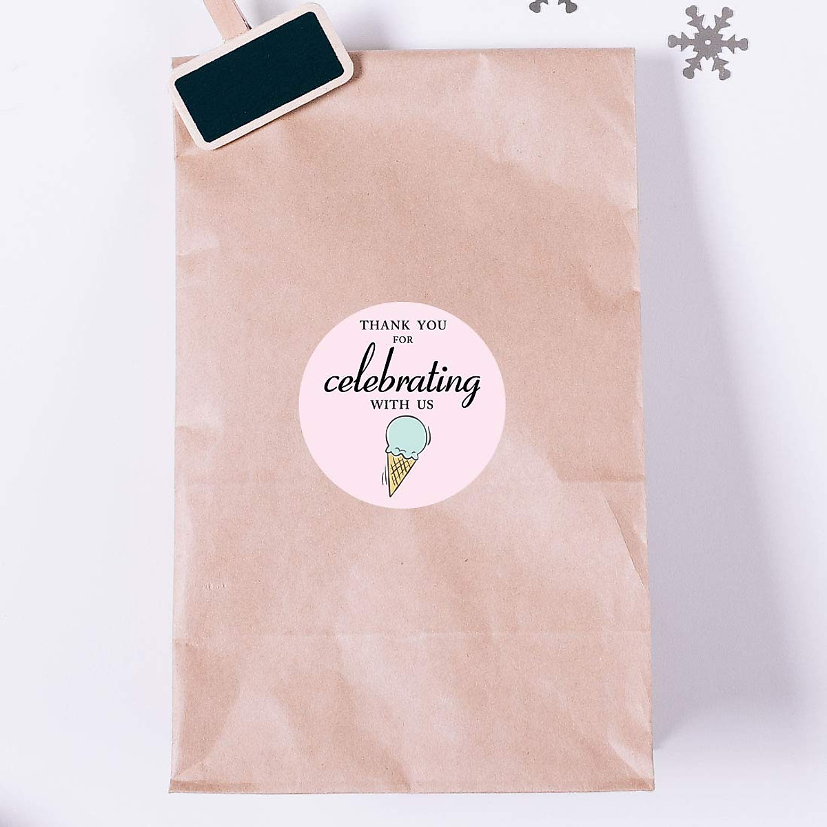 MAGJUCHE Ice Cream Thank You Stickers, Ice Cream Themed Party Sticker Labels for Favors, Decorations, 2 Inch Round, 40-Pack