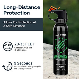AIMHUNTER Home Self Defense Unit, Tactical Pepper Gel Maximum Strength 35-Foot Range 35 Bursts, Quick Release for Easy Access Pepper Spray Self Defense… (one Pack)