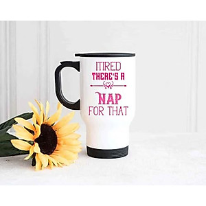 Rest & Relax Gift for Lazy Secretary, Coworkers' Surprise for the Boss - Sleeping 14 Oz White Stainless Steel Travel Mug