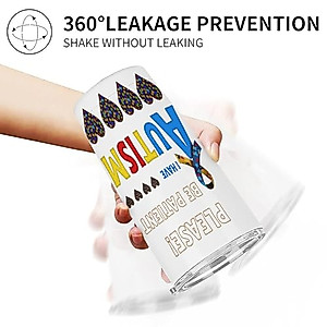 Please Be Patient I Have Autism Awareness Sign 20 OZ Stainless Steel Tumbler Travel Car Coffee Mug with Straw Lid Cleaning Brush Coffee Tumbler Mug for Women Men