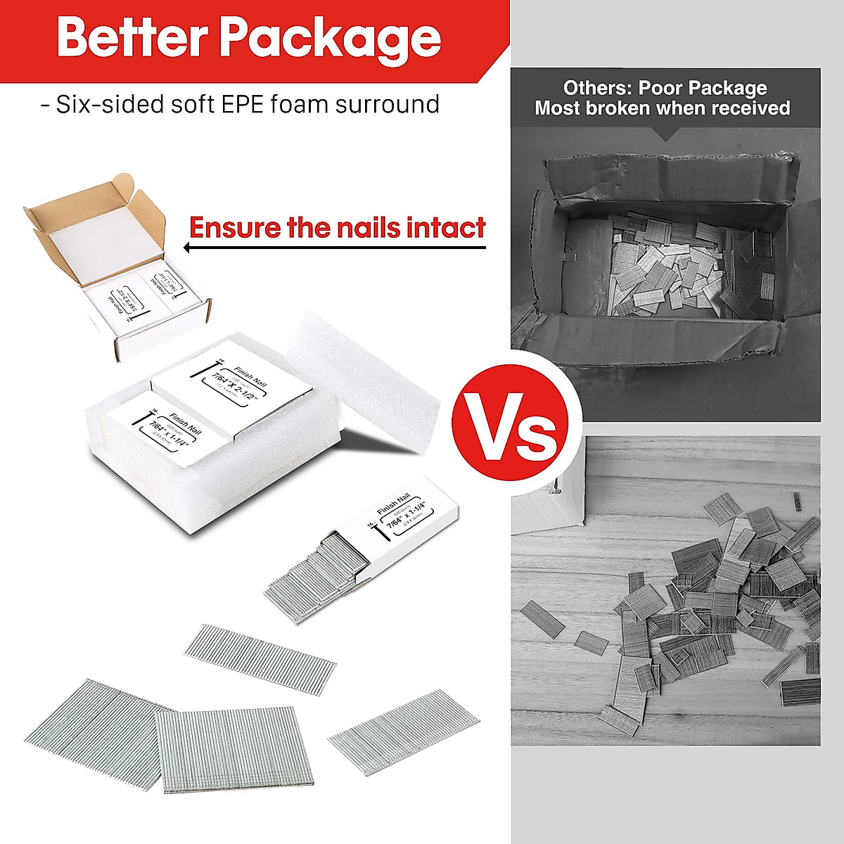 SHALL 16 Gauge Finish Nails, 2000-Count (1-1/4, 1-1/2, 2, 2-1/2 Inch) 16GA Galvanized Finishing Nails Assorted, Nail Gun Nails & Small Finishing Nails Assortment for Pneumatic, Electric Finish Nailer