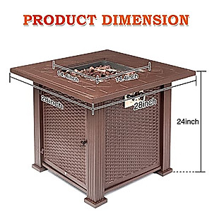 SINGLYFIRE 28 Inch Propane Fire Pit Table Square 2 in 1 Fire Table 50,000 BTU with Cover, Lid and 6.6lbs Lava Rock,Gas Fire Pit Table for Outside Patio, Garden, Backyard, Deck, Brown (SGFP-001C)