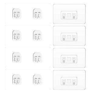 8 Pcs Shower Caddy Adhesive Hooks Replacement, Corner Shower Caddy Adhesive Sticker Hooks, No Drilling Transparent Bathroom Shelf Basket Soap Dish Hanging Hooks Kitchen Racks Accessories