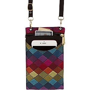 Danny K. Women's Tapestry Crossbody Cell Phone or Passport Purse, Handmade in USA (Jewel)