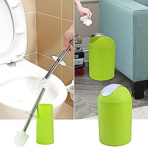 6 Piece Bathroom Accessories Set, Plastic Bath Ensemble Bath Set Lotion Bottles Toothbrush Holder Tooth Mug Soap Dish Toilet Brush Trash Can Decorative Bath Accessory Kit, Green
