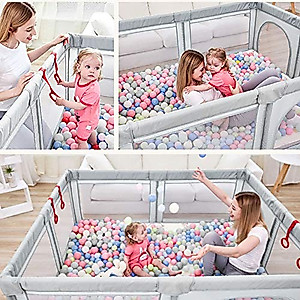 YOBEST Baby Playpen, Extra Large Play Pens for Toddlers, Babys Fence Play Area, Indoor & Outdoor Playard for Babies Kids Activity Center with Gate, Sturdy Safety Play Yard with Soft Breathable Mesh