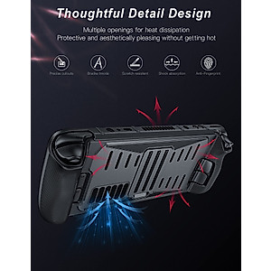 Benazcap Case for Steam Deck OLED 2023/Steam Deck 2021, Impact Resistant Grip Case with Built-in Kickstand, Compatible with Valve Steam Deck Console, Black