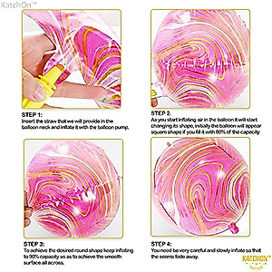 KatchOn, Big 22 Inch Pink Marble Balloons - Pack of 6 | Pink and Orange Balloons, Pink and Orange Party Decorations | Agate Pink Mylar Balloons, Hot Pink Party Decorations | Gender Reveal Decorations