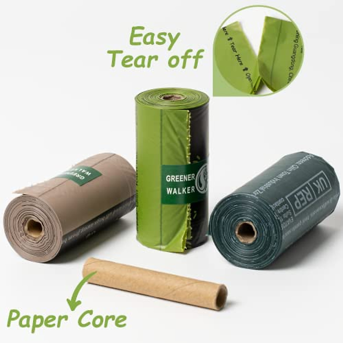GREENER WALKER Poop Bags for Dog Waste, 1080 Doggy Waste Bags Extra Thick Strong 100% Leak-Proof (Green)