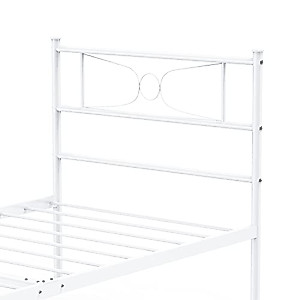 Twin Bed Frames No Box Spring Need Metal Platform Bed 12 Inch Mattress Foundation Single Beds with Headboard and Footboard,White